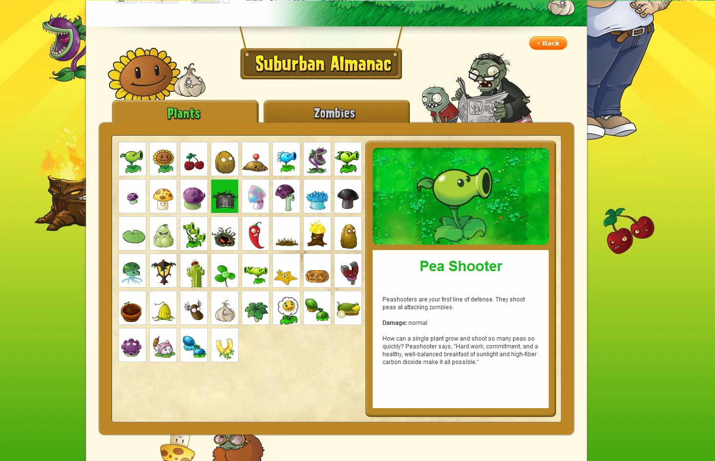 Plants Vs Zombies Plants Almanac